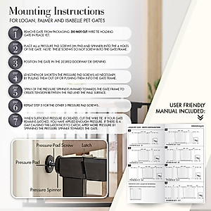 NMN Designs Logan Dog Gate - Indoor Pet Barrier and Wooden Dog Gate with Walk Through Swinging Door - Pressure Mounted for Walls and Stairs - Puppy Gates for The House - Expandable 29.5" to 51.5"