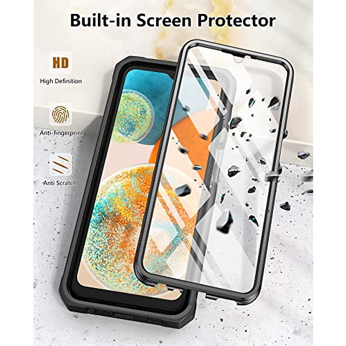 FNTCASE for Samsung Galaxy A23 5G Case: Heavy Duty Rugged Military Grade Shockproof TPU Full Protective Shell with Kickstand Durable A23 4G LTE Phonecase Cell Phone Cover Black