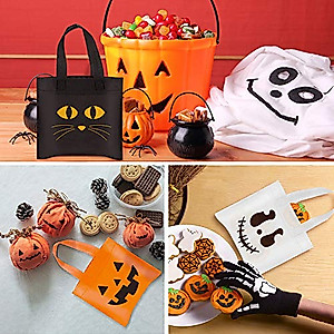 Halloween Party Favor Bags, Non-Woven Halloween Bags, Halloween Trick or Treat Party Bags Cat Ghost Pumpkin Bags, Halloween Goodie Candy Bags for Kids Birthday Halloween Party Favors
