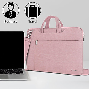Ferkurn Laptop Bag Case Women Men Computer Sleeve with Shoulder for HP Envy Pavilion/Inspiron/Thinkpad/ASUS TUF Vivobook/MSI/MacBook/Surface,Waterproof Briefcase with Handle, Pink, 15 15.6 Inch
