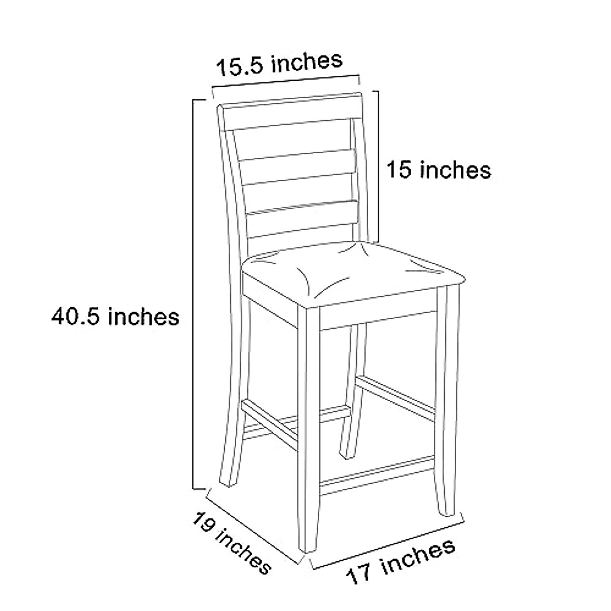 Uolfin Small Dining Table Set for 2 with Chairs, Counter Height with Rubberwood and MDF Top, 29.5" L × 29.5" D × 35.5" H