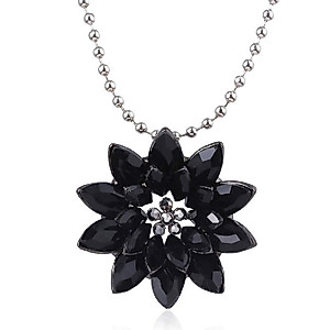 Black Dahlia Necklace,Crystal Jewelry Flower Pendant for Women Gift Custume Accessory