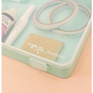 Craftelier - Organiser Box with 1 Compartment for Cardmaking, Scrapbooking and Craft Materials | Dimensions Approx. 26.5 x 17.8 x 4.2 cm (10.4" x 7" x 1.65") - Transparent and Turquoise Colour