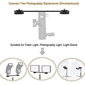 UTEBIT 8 inch Flash Bracket, Dual Camera Mount Flash Bracket Extension Bar with 1/4 Screw Hot Shoe, Straight Flash Bracket Tripod Mount for DSLR Camera LED Light Studio Video Microphone, 2Packs