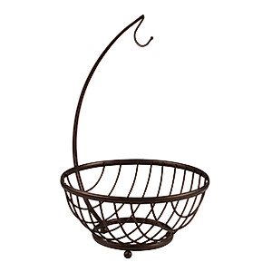 Spectrum Ashley Tree Hanger Basket, Produce Saver Banana Holder & Open Wire Fruit Bowl for Kitchen Counter & Dining Table, Bronze