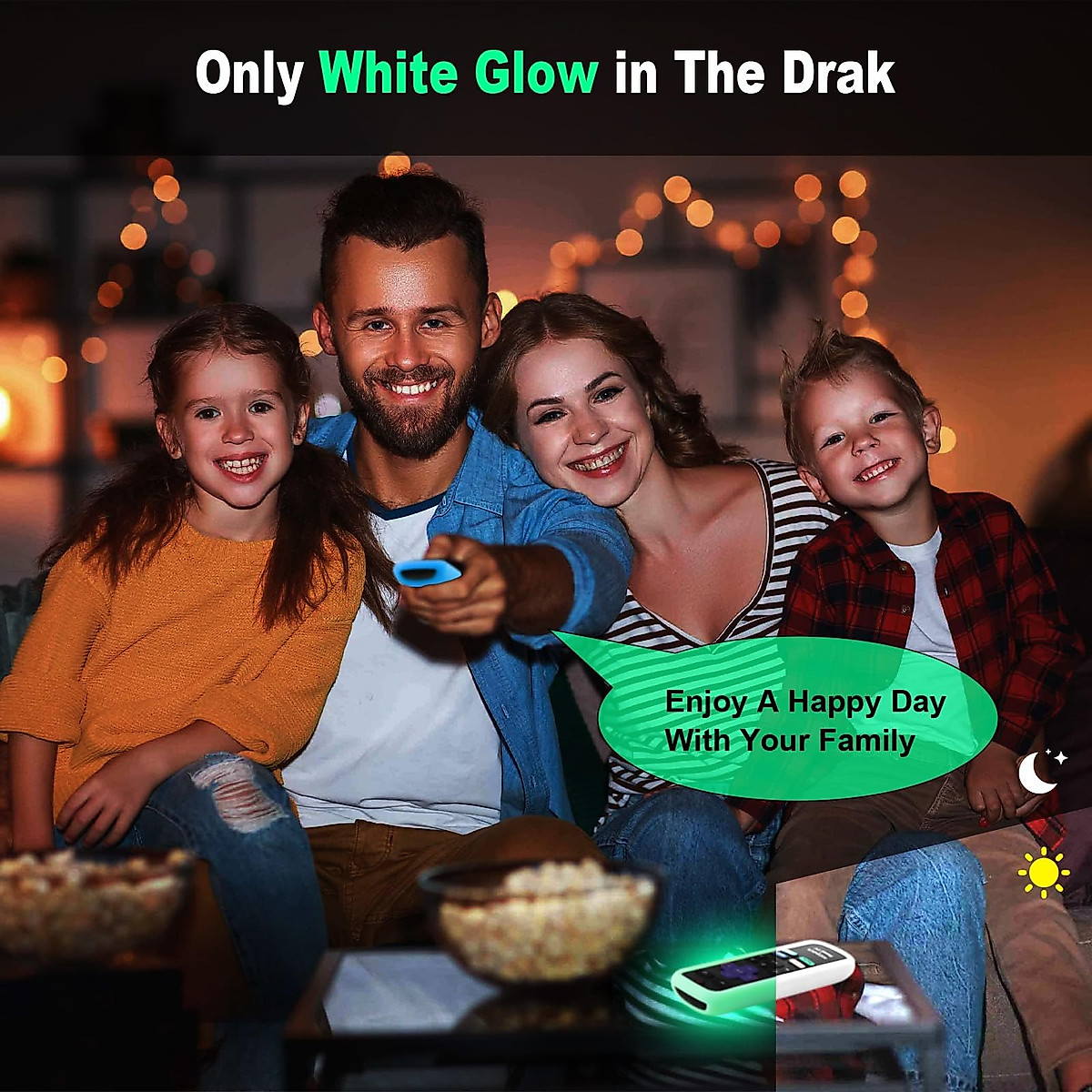 Wevove 3Pack Remote Cover for Roku, Remote case Compatible with Roku Voice Remote Official, Silicone Protective Controller Universal Sleeve Glow in The Dark(Glow White&Yellow&Blue)