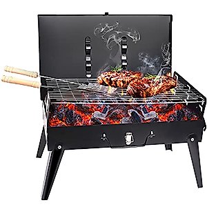 Bltong Charcoal Grills Portable Oven Mini BBQ Grill Foldable Barbecue Grills for Camping Patio Backyard and Anywhere Outdoor Cooking Black
