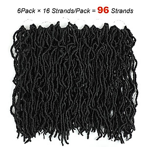 Yorda Soft Locs Crochet Hair for Black Women, Natural Faux Locs Crochet Braids, Pre Looped Synthetic Distressed Locs Braiding Hair (18Inch, 16Strands/Pack, #1B)