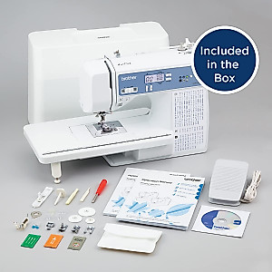 Brother XR9550 Sewing and Quilting Machine, Computerized, 165 Built-in Stitches, LCD Display, Wide Table, 8 Included Presser Feet, 20x12x17, White