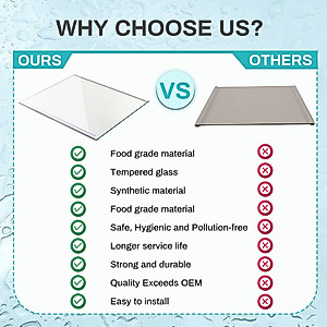 Upgraded W11130203 Freezer Shelf, Compatible with whirlpool Refrigerator WRS571CIHZ WRS571CIHZ04 WRS571CIHZ01 Freezer Glass Shelf, Replacement W10527849 W10773887 AP6262440 PS12347522 4545866