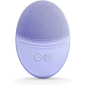 EZBASICS Facial Cleansing Brush Made with Ultra Hygienic Soft Silicone, Waterproof Sonic Vibrating Face Brush for Deep Cleansing, Gentle Exfoliating and Massaging, Inductive Charging (Violet)