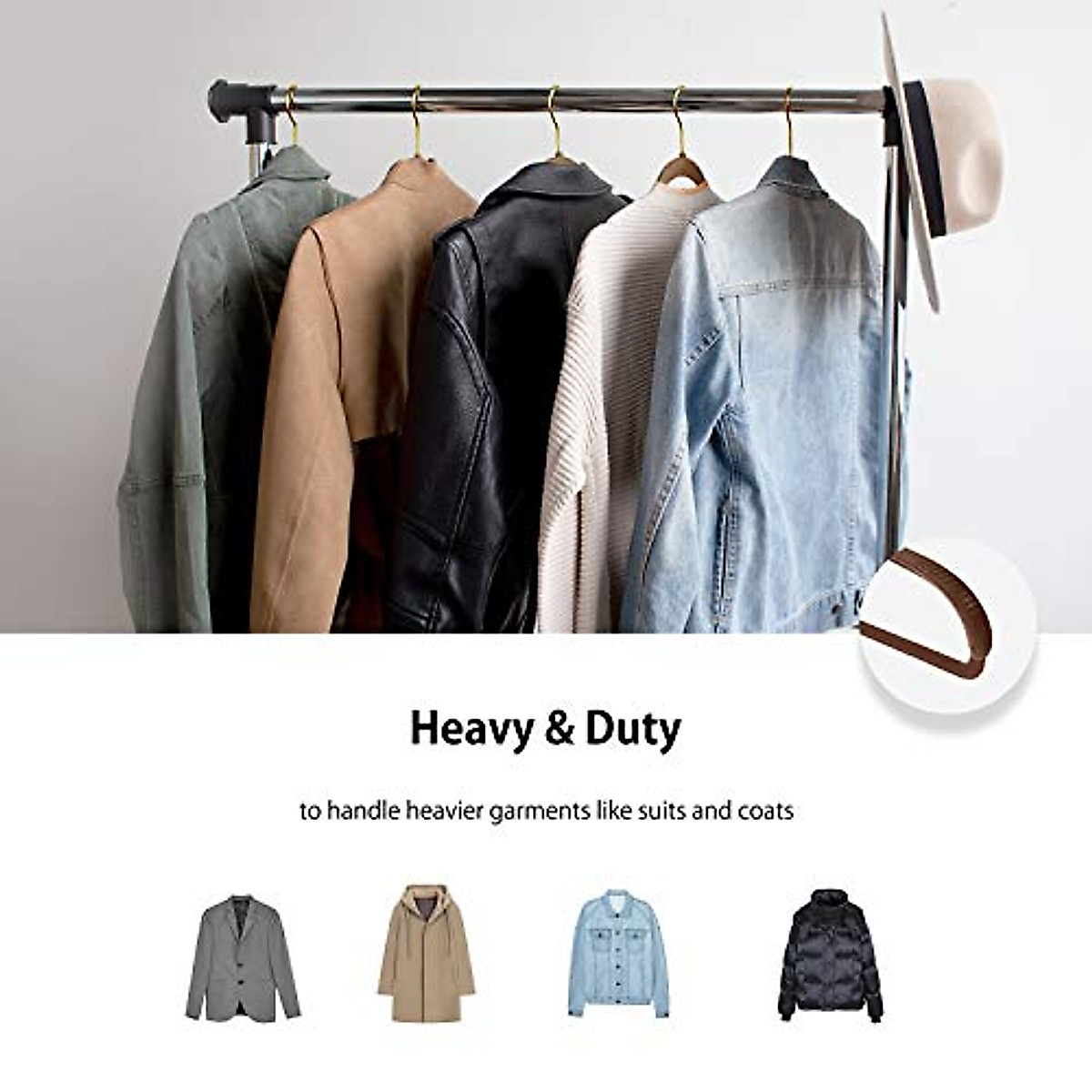 Suit Hangers Non Slip Velvet 10 Pack - Coat Hanger Wide Shoulder 360° Swivel Hooks & Jacket Hangers for Men Anti-Slip Bar Brown