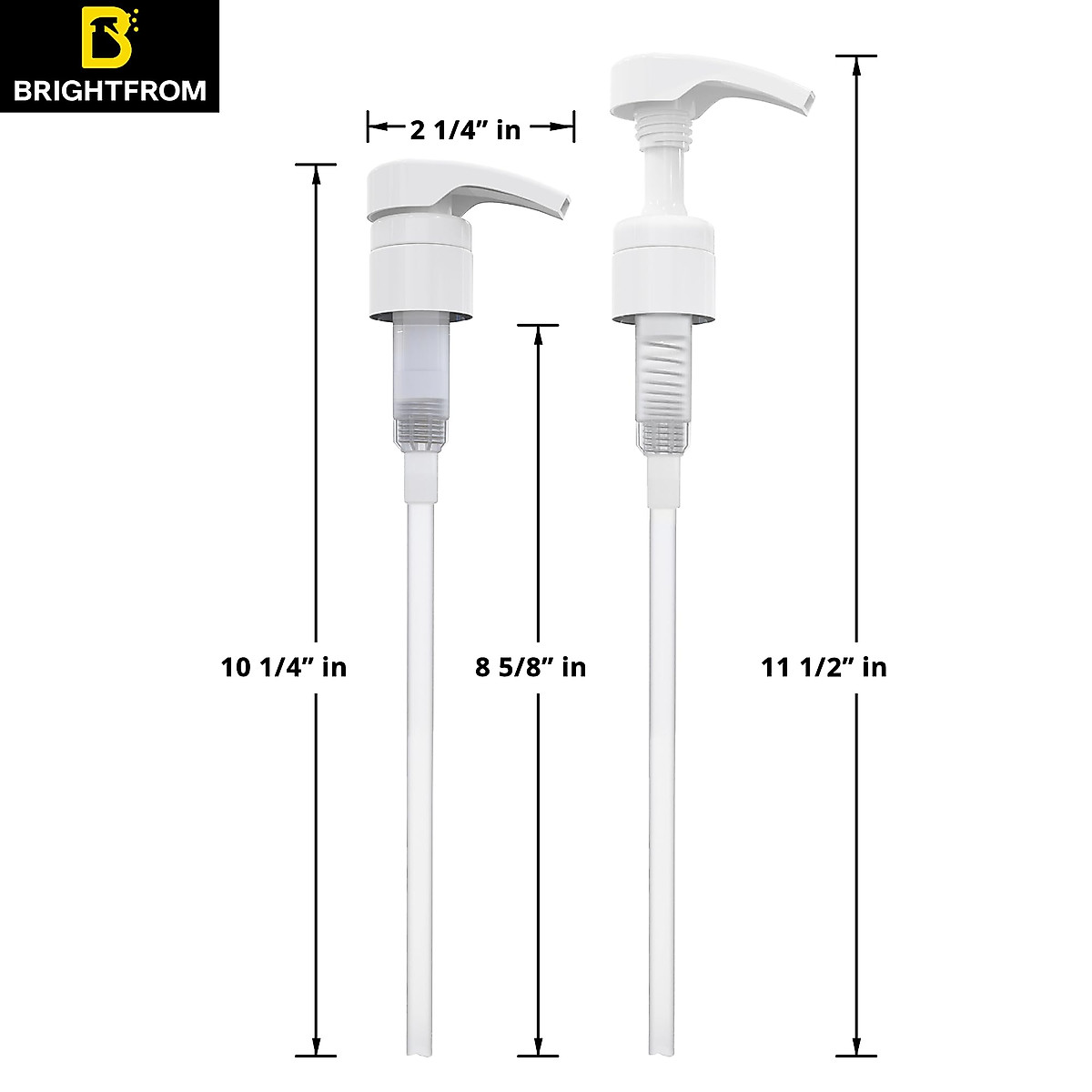 BRIGHTFROM Universal Dispensing Pump, Perfect for Shampoo & Conditioner 1L /33.8 OZ - Fits for Most Bottles or Any Refillable Bottles from 12oz to 33.8oz with 28/410 Neck Size, 2 Pack, White/Black