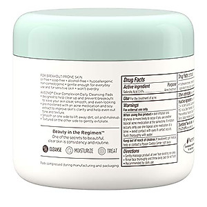 Aveeno Clear Complexion Daily Facial Cleansing Pads with Salicylic Acid Acne Treatment, 28 ct