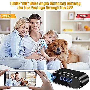 1080P Hidden Camera WiFi Spy Camera Hidden Camera Clock Wireless Mini Home Security Camera Small Secret Camera Nanny Spy Cam Surveillance Camera with APP 140 Wide Angle Night Vision Motion Detection