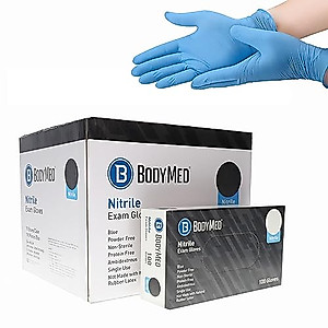 BodyMed Nitrile Gloves for Exam and Home Use, Large, 1,000 Count - Latex & Powder Free Disposable Gloves for Medical Use, Cooking, Cleaning & More