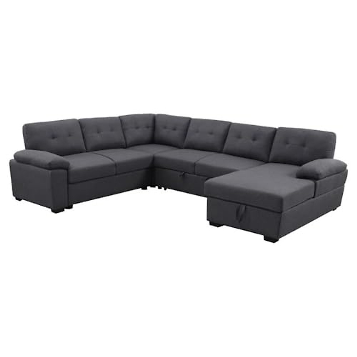 Pemberly Row 5-Seat Fabric Sleeper Sectional Sofa with Storage in Dark Gray
