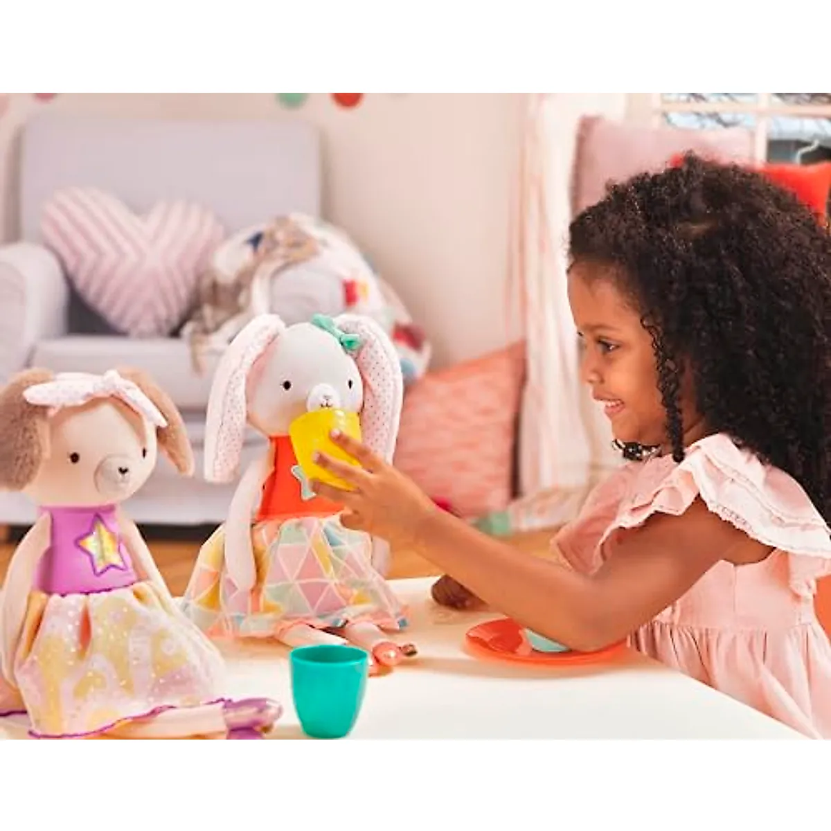 B. toys- B. softies- 15" Plush Bunny- Soft Stuffed Animal for Baby, Toddler, – Orange & Pastel Outfit- Washable Rabbit- Tippy Toes- Becky Bunny- 0 Months +