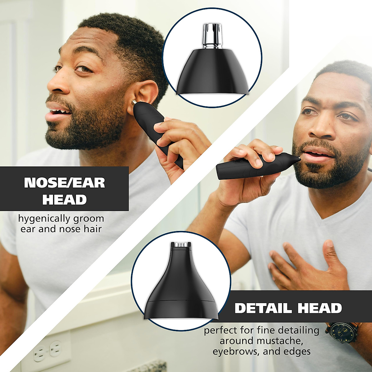 Wahl All-in-One Cordless Rechargeable Electric Ear/Nose, Detail, and Beard Trimmer for Men – Mustache, Ear & Nose Hair, and Light Detail Grooming - Model 9685-200