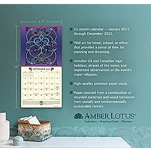 Celtic Mandala 2023 Wall Calendar: Earth Mysteries & Mythology by Jen Delyth | 12" x 24" Open | Amber Lotus Publishing