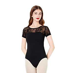 Lanbodance Women's Short Sleeve Ballet Leotard Gymnastics Dance Adult leotard Bodysuit