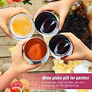 Remagr 16 Pack Stainless Steel Wine Tumblers 12 Oz Insulated Vacuum Wine Cup Set Double Wall Stainless Steel Stemless Wine Mug Glasses for Wine Coffee Soda Whiskey Outdoor Travel (White)