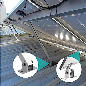 Copgge Adjustable Solar Panel Tilt Mount Bracket Solar Panel Roof Mount Stand RV Solar Panel Mounts Clamp Tilt Angle 10°-60° Individually Flat Roof Mount Holder for Solar Panel 400 W, 500 W (4)