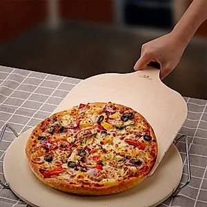 G.a HOMEFAVOR Premium Natural Wood Pizza Peel 12 inch, Large Pizza Paddle Spatula, Cutting Board for Baking Homemade Pizza and Bread - Set of 2