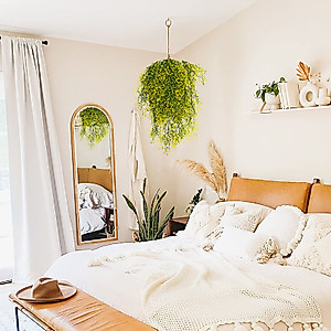 Uieke 4 Pack Artificial Hanging Plants, 2.65FT Fake Hanging Plants, Fake Ivy Vines for Bedroom Leaves Yellow Plastic Plants Greenery for Wall Home Room Indoor Outside Office Wedding Garden Decor