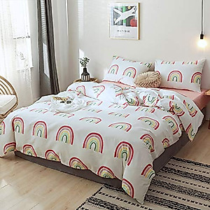 Children Cartoon Rainbow Duvet Cover Set Cotton 100 3 Piece Twin Toddler Bedding Sets for Girls Kids Baby Crib Quilt Cover, Twin