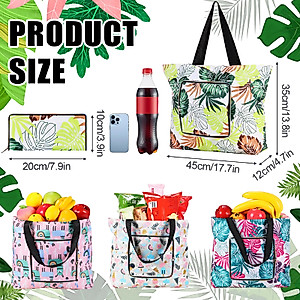 Cunno 8 Pcs Summer Reusable Shopping Bags for Groceries 13.78 x 17.72 x 4.72 Inch Beach Foldable Tote Bag with Zipper and Handles Large Capacity Waterproof Travel Tote Bags for Women Work Gym