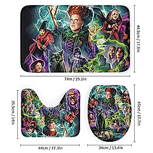 4pcs Halloween Shower Curtain Sets, Bathroom Sets with Shower Curtain, Toilet Lid Rug, Contour Mat and Bath Mat, Shower Curtain with 12 Hooks for Bathroom Set Decor (72 X 72 Inch)