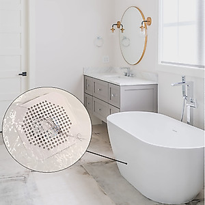 2 Pack Shower Drain Hair Catcher-Square 5.7 Inch Flat Durable Silicone Drain Hair Catcher, Shower Drain Hair Catcher with Suction Cups Easy to Install Bathroom,Bathtub,Kitchen (Gray)