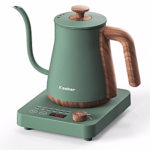 Electric Kettle, 1000W Quick Heating Gooseneck Kettles, 0.8L/27.05oz, 0.8mm Ultra-Fine Spout, Precise Water Flow Control, 304 Stainless Steel Inner, Auto Shut-Off, Boil Dry Protection, Matte Green