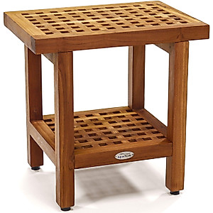 AquaTeak The Original 18" Grate Teak Shower Bench with Shelf