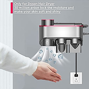 EID Smart Hand Dryer,Hair Dryer Holder for Dyson Hair Dryer Wall Mounted,Non-Perforated Organizer Holders for The Bathroom,Dual-Purpose for Storage Rack and Hand Dryer