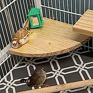 KYHSOM 2 Pack Bird Perch Platform, Wood Perch Bird Platform Parrot Stand Playground Cage Accessories for Small Animals Parrot Parakeet Conure Cockatiel Budgie Gerbil Rat Mouse Chinchilla