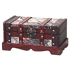 Vintiquewise Old World Map Wooden Small Trunk
