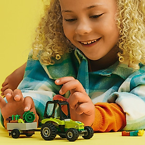 LEGO City Park Tractor 60390, Toy with Trailer for Kids Ages 5 Plus, Farm Vehicle Construction Set with Animal Figures and Gardener Minifigure, Gift Idea
