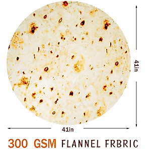 SILUI Tortilla Burrito Blanket White Elephant Gifts for Adults Useful Baby Stuff Funny Novelty Food Throw Newborn Toddler Swaddle Blankets 300 GSM Soft Flannel Taco Wrap Blanket(41 Inches)