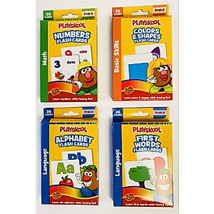 GOV Pre School Educational Portable Desk with Playskool Flash Cards, Markers, Crayons, Sesame Street Work Books and Reward Stickers