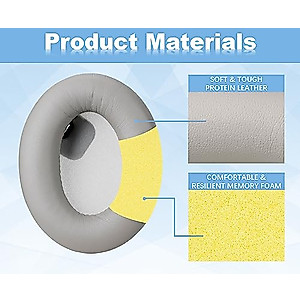PhantAccy Replacement Ear Pads Cushions for Sony WH-1000XM4 Noise Canceling Headphones, with Soft-Touch Leather, Breathable Noise Isolation Memory Foam, Long-Lasting Comfort, Easy Installation (Gray)
