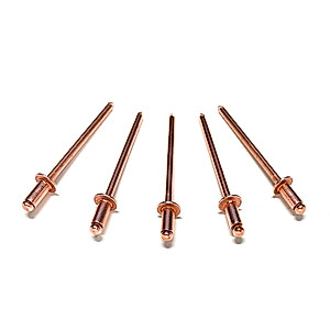 Metal Magery 100 Copper Pop Rivets 1/8 Diameter Copper Mandrel Blind Rivets Dome Head 4-2 (1/8"Diameter x 1/8" Grip Range) Qty 100