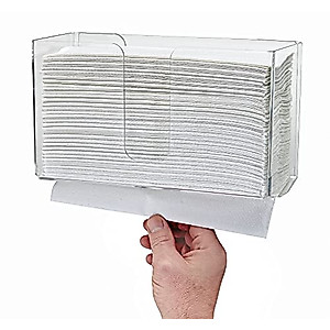 Alpine Industries Acrylic Wall-Mounted Paper Towel Dispenser - Single or Multiple Towel Retrieval - Bi Fold and C Fold (Clear)