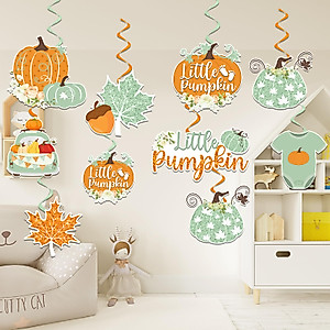 Little Pumpkin Baby Shower Decorations Hanging Swirls, Little Pumpkin Fall Hanging Decorations Autumn Leaf Hanging Pumpkin Decorations for Little Pumpkin Baby Shower Fall Party Decorations