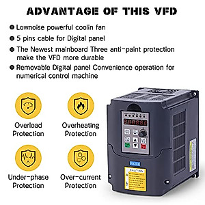 CNC Spindle Motor Kit, MYSWEETY 110V 2.2KW Water Cooled Spindle Motor + 2.2KW Single to 3 Phase VDF+110v Water Pump + 3.15 Inch Clamp + 196 Inch Water Pipe + 40 Inch Electric Wire+ 13pcs ER20 Collet