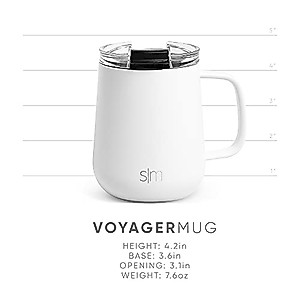 Simple Modern Travel Coffee Mug with Lid and Handle | Reusable Insulated Stainless Steel Coffee Tumbler Tea Cup | Gifts for Women Men Him Her | Voyager Collection | 12oz | Sea Glass Sage