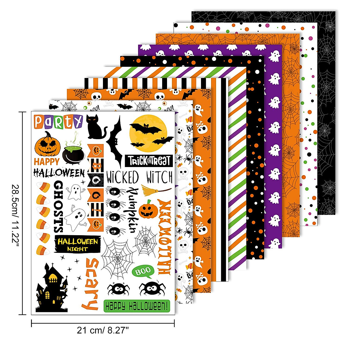 ASTARON 30 Sheets Halloween Pattern Paper Set A4 Size(8.2 x 11" ), Decorative Paper for Card Making Craft Scrapbook Decoration, 10 Styles (Not Tissue Paper!!)
