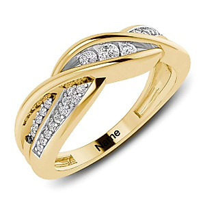 ELFRONT 14K Solid Gold Personalized Moissanite Swirl Wave Engagement Ring for Women 1 ct 10k 18k Sterling Silver Wedding Propose Bridal Ring with Free Engraving Ring Jewelry for Women Wife Gifts Ring (Gold, 18k solid gold)