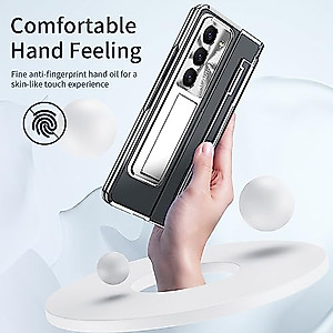 HAII for Galaxy Z Fold 5 Case with Hinge Protection Electroplating Design Built-in Screen Protector Lightweight Kickstand Protective Phone Case for Samsung Galaxy Z Fold 5 2023 Silver